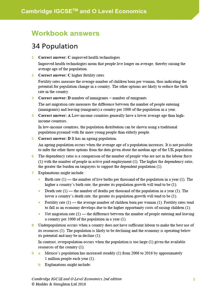 34 Population - Workbook Answers | PDF | Taxes | Economics
