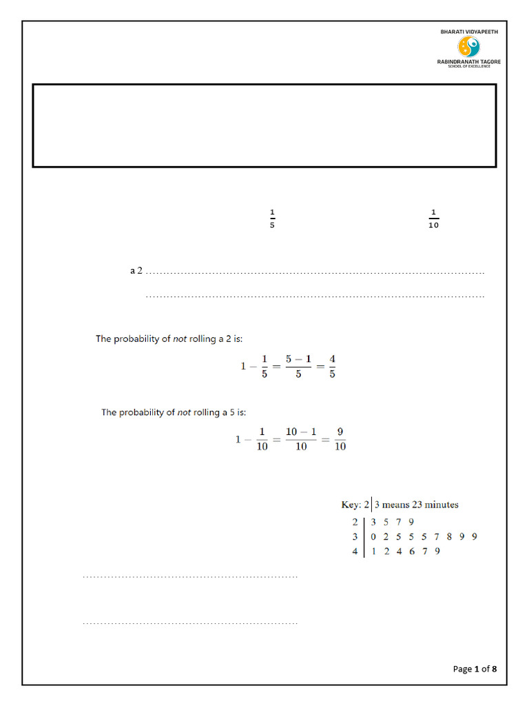 Grade 7 Math Probability Worksheet Answers | PDF