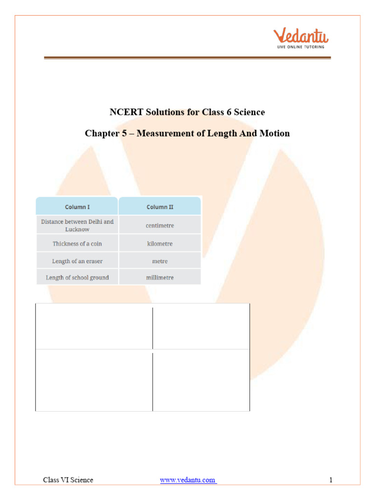 NCERT Solutions For Class 6 Science Chapter 5 Measurement of Length and ...