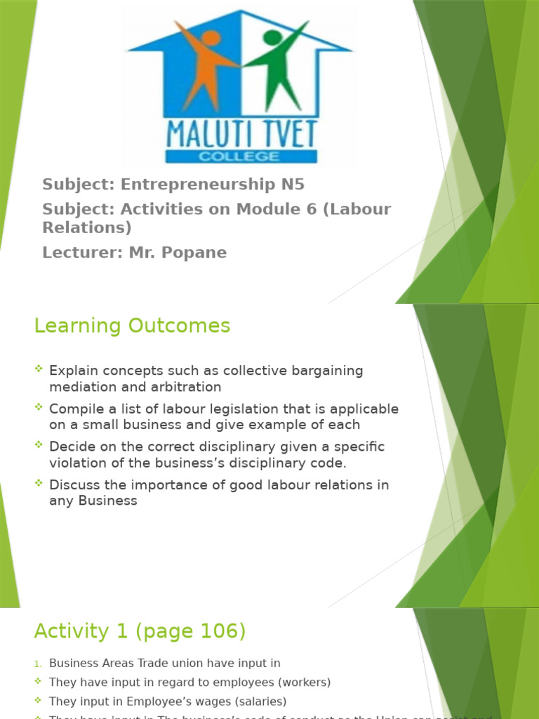 N5 Entrepreneurship Activities On Module 6 | PDF | Occupational Safety ...