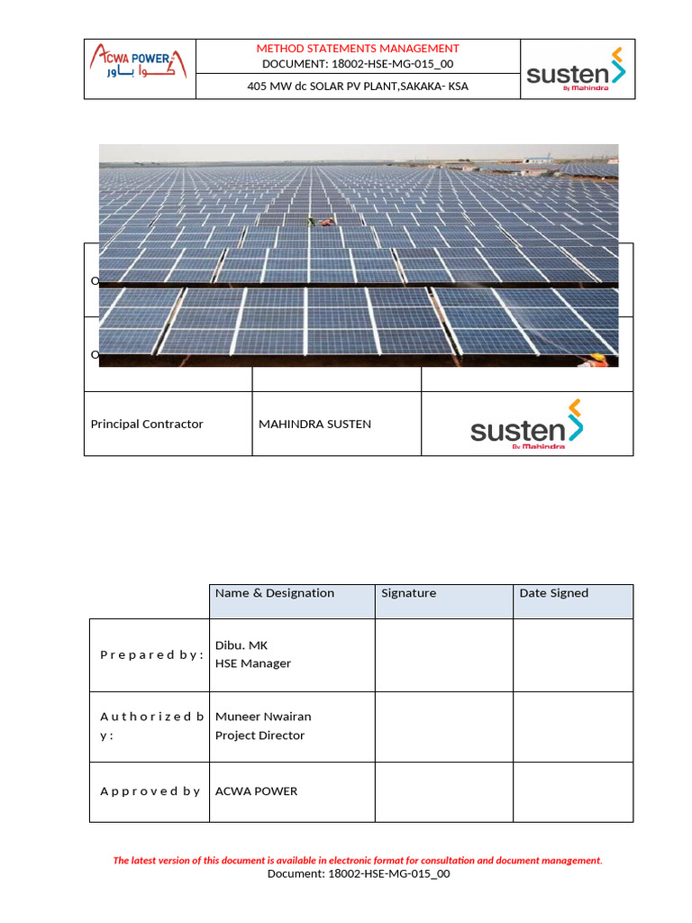 18002-Hse-Mg-015 - 00 Method Statements Management | PDF | Risk | Risk ...
