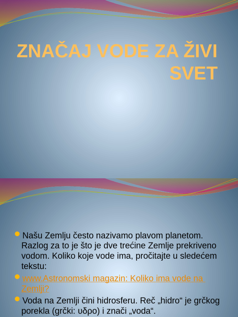 ZnaČaj Vode Za Živi Svet | PDF