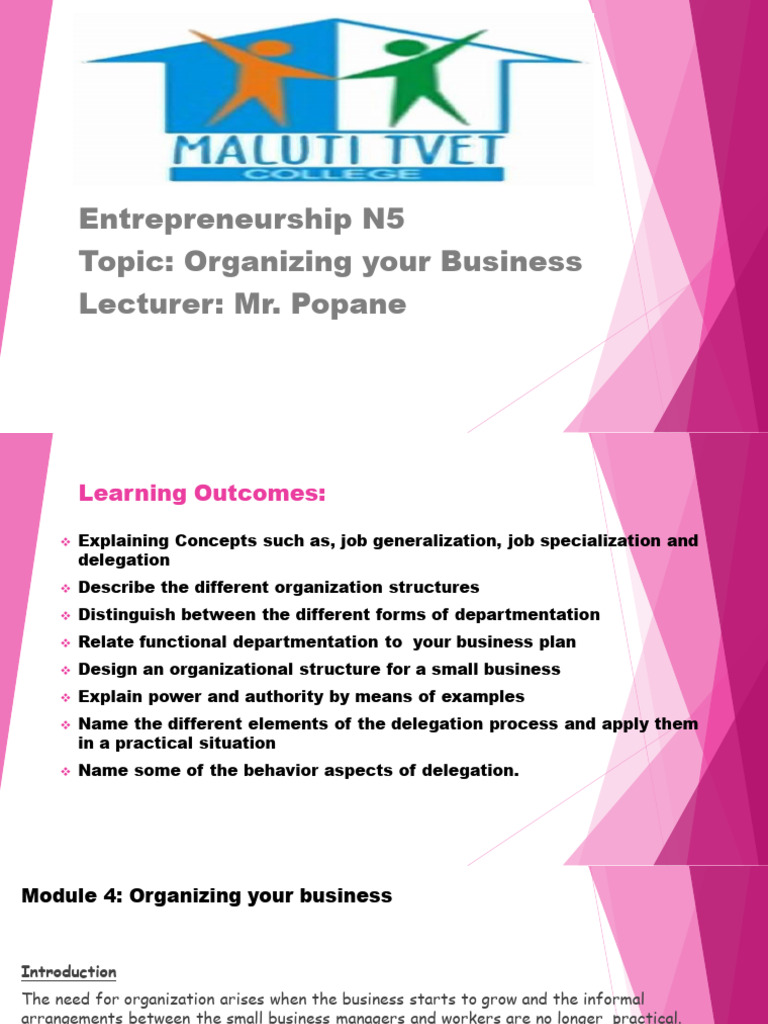 Organizing Your Business N5 Guide | PDF | Organizational Structure ...
