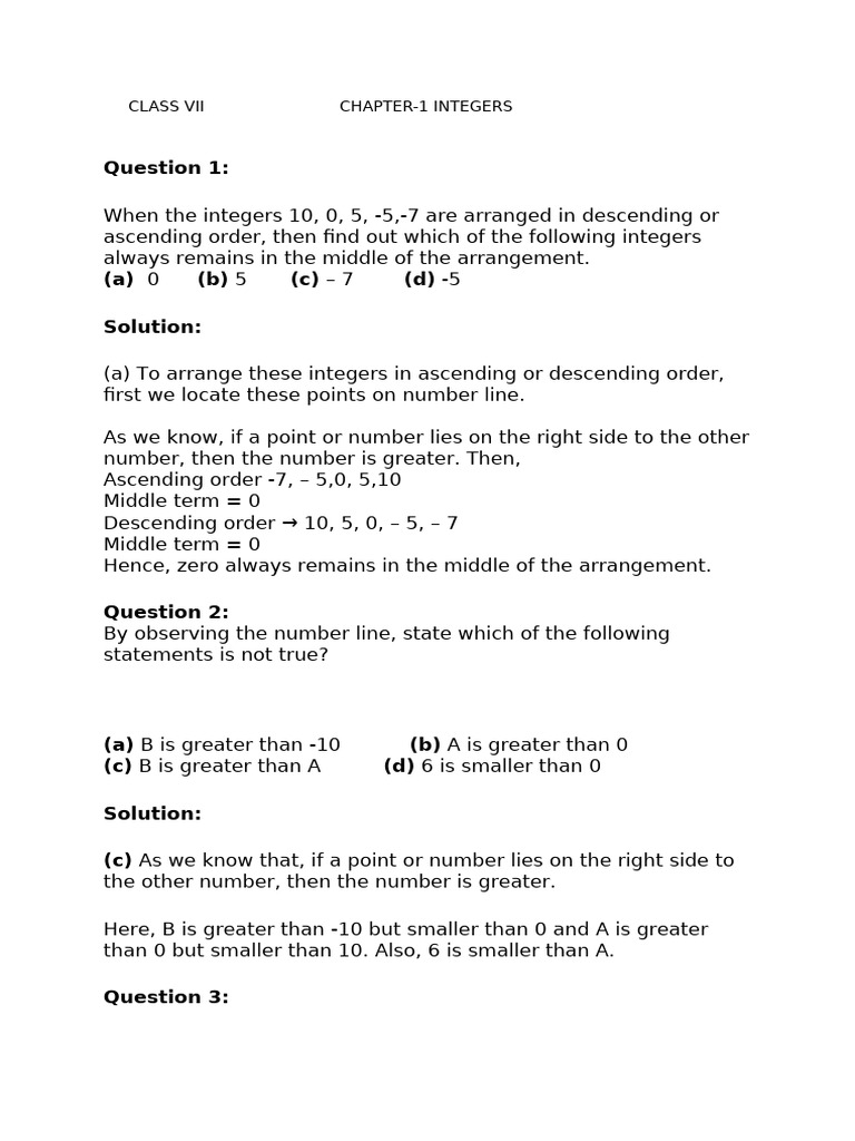 Integers Class 7 | PDF | Ion | Division (Mathematics)