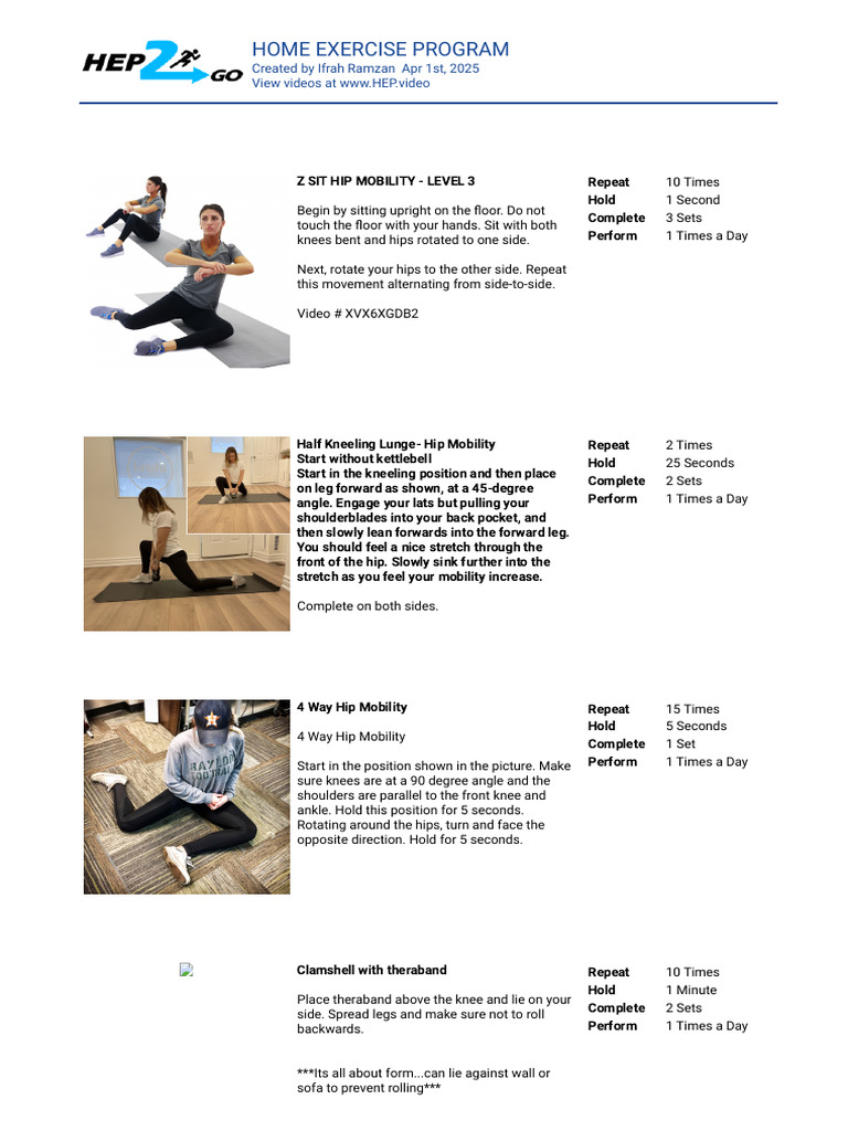 Home Exercise Program | PDF | Anatomical Terms Of Motion | Lower Limb ...