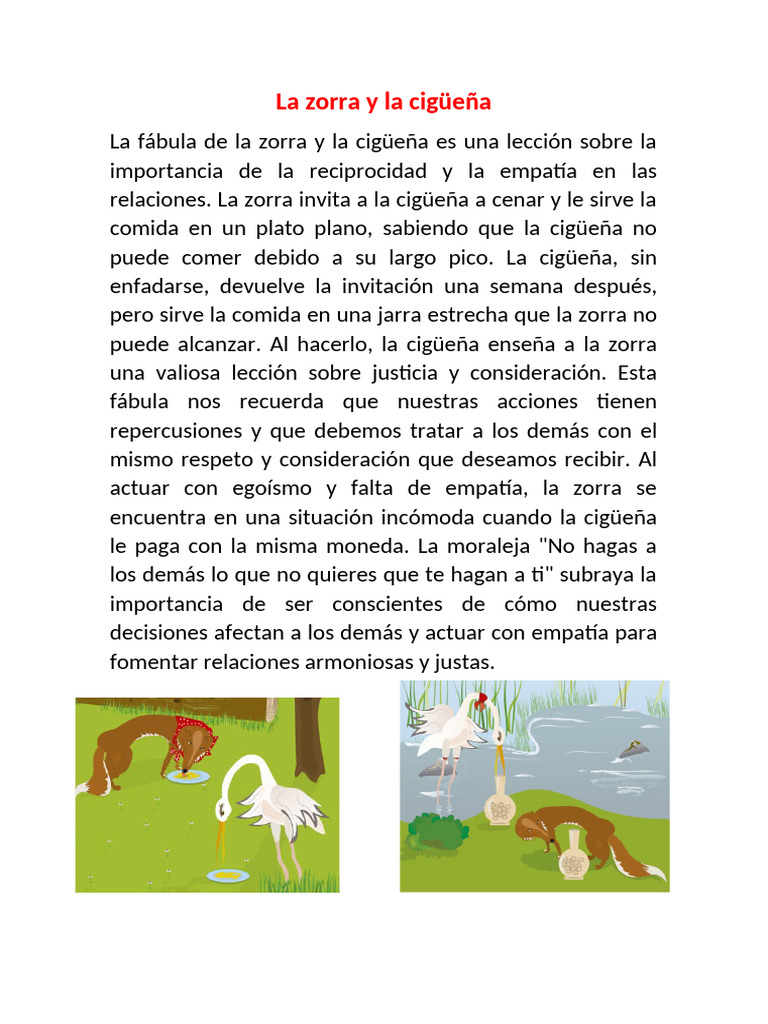 La Zorra y La Cigüeña | PDF