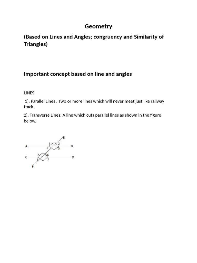 Geometry-Lines and Angles | PDF