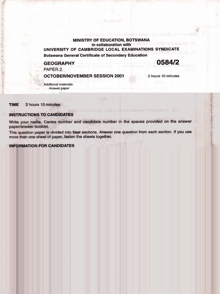 Geography Paper 2 2001 (QP) | PDF