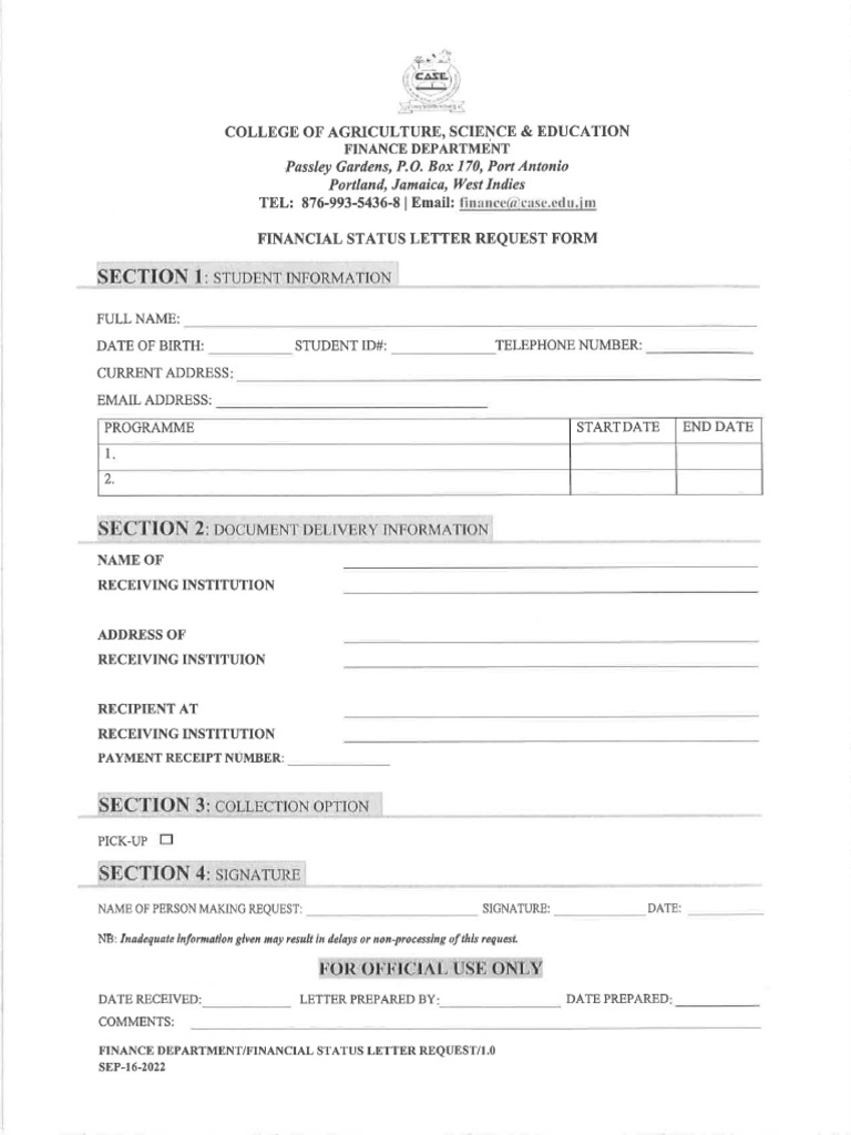 Financial Status Letter | PDF