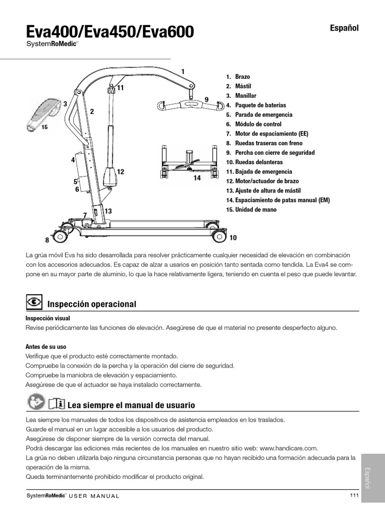 SystemRomedic Handicare Eva - 400 - 450 - 600 Es | PDF | Cargador de ...