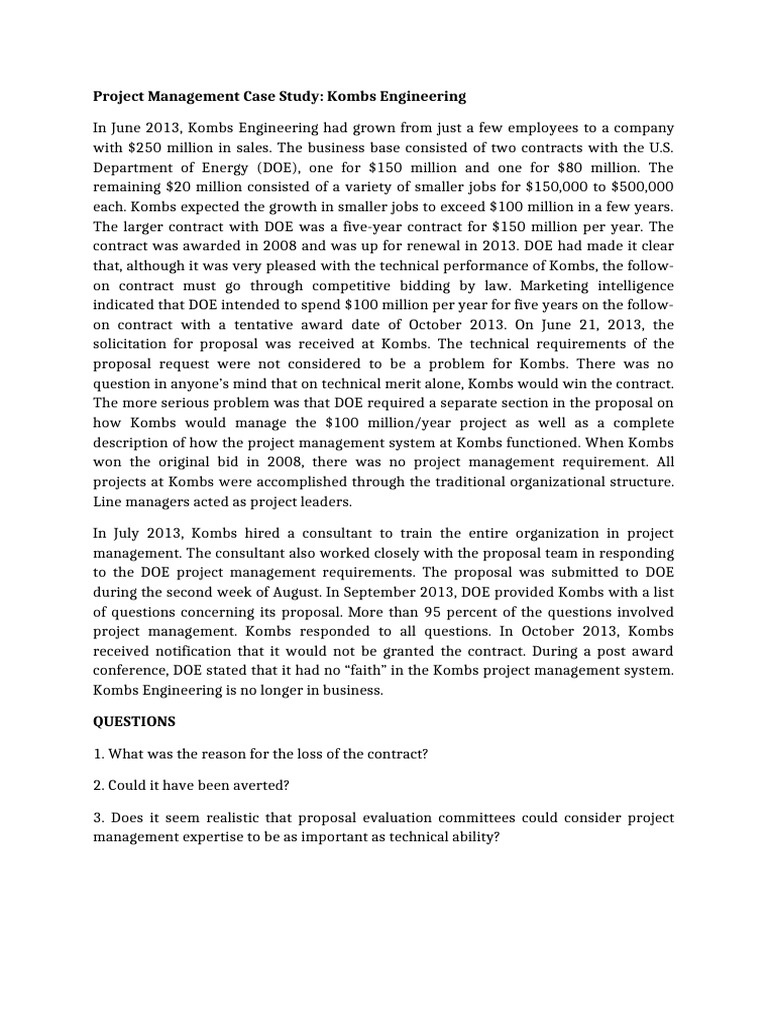 Case Study Kombs Engineering | PDF | Business