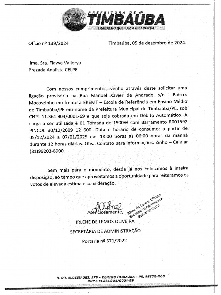 Ofício n° 139 2024 | PDF