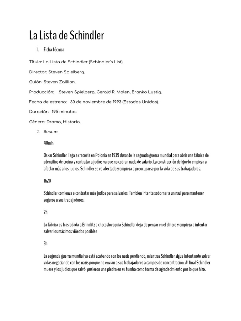 La Lista de Schindler | PDF