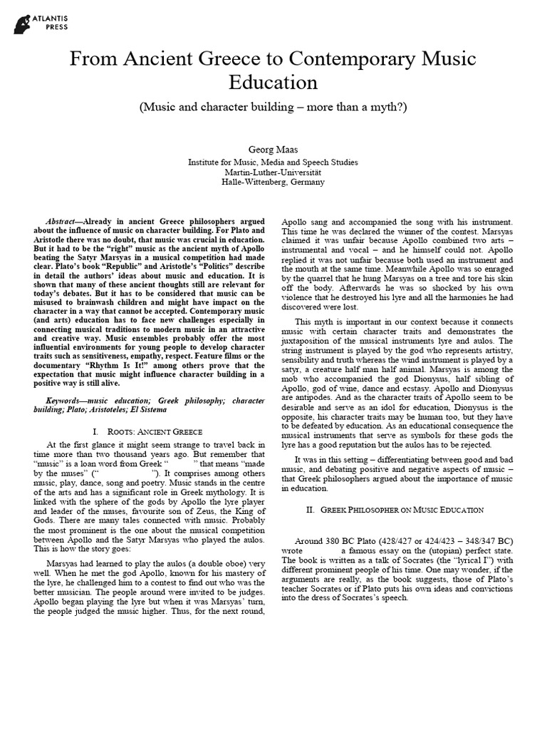 Ancient Greek Music Education Insights | PDF | Apollo | Plato
