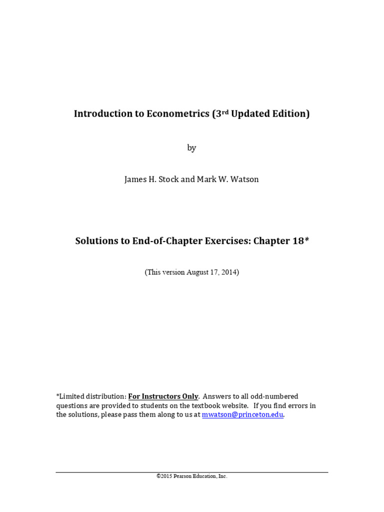 Stock Watson 3U ExerciseSolutions Chapter18 Instructors | PDF | Errors And Residuals | Ordinary ...