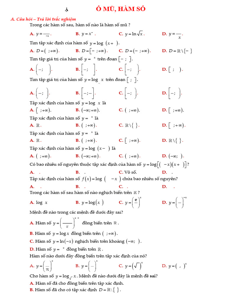 Bt-hàm Số Mũ, Hs Logarit | PDF