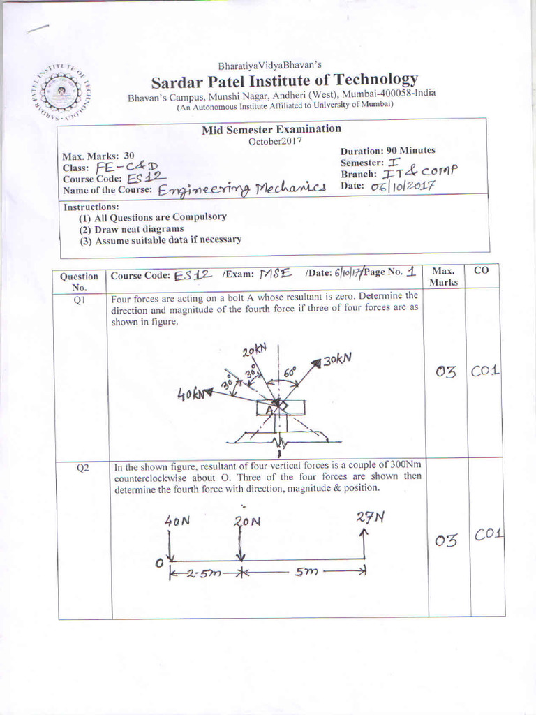 Mes17 - COM - Sem-1 - EM - QP | PDF