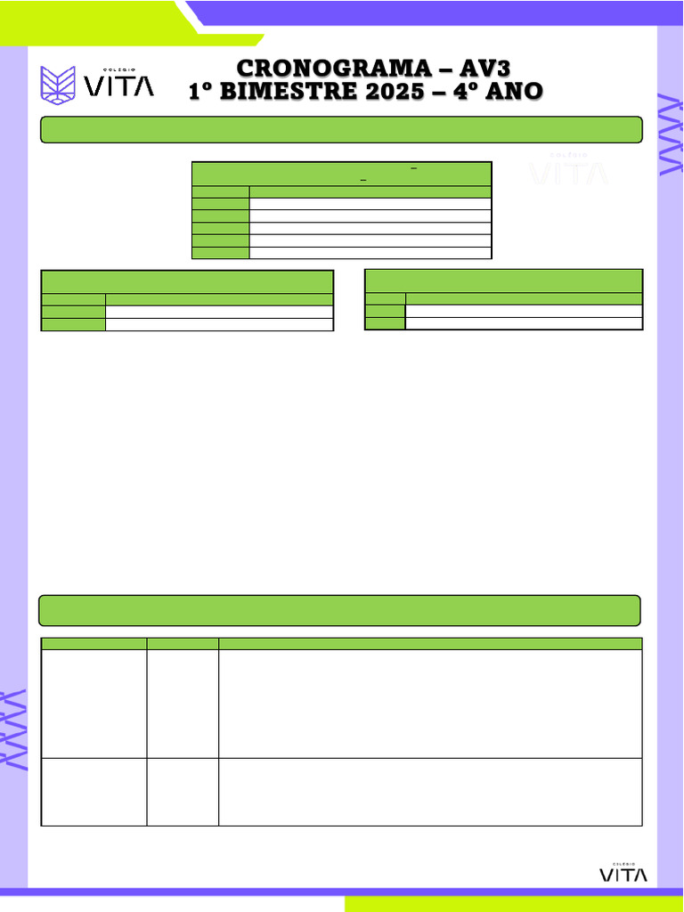 4º Ano - Cronograma Da Av3 - 1º Bimestre | PDF | Science | Inquérito