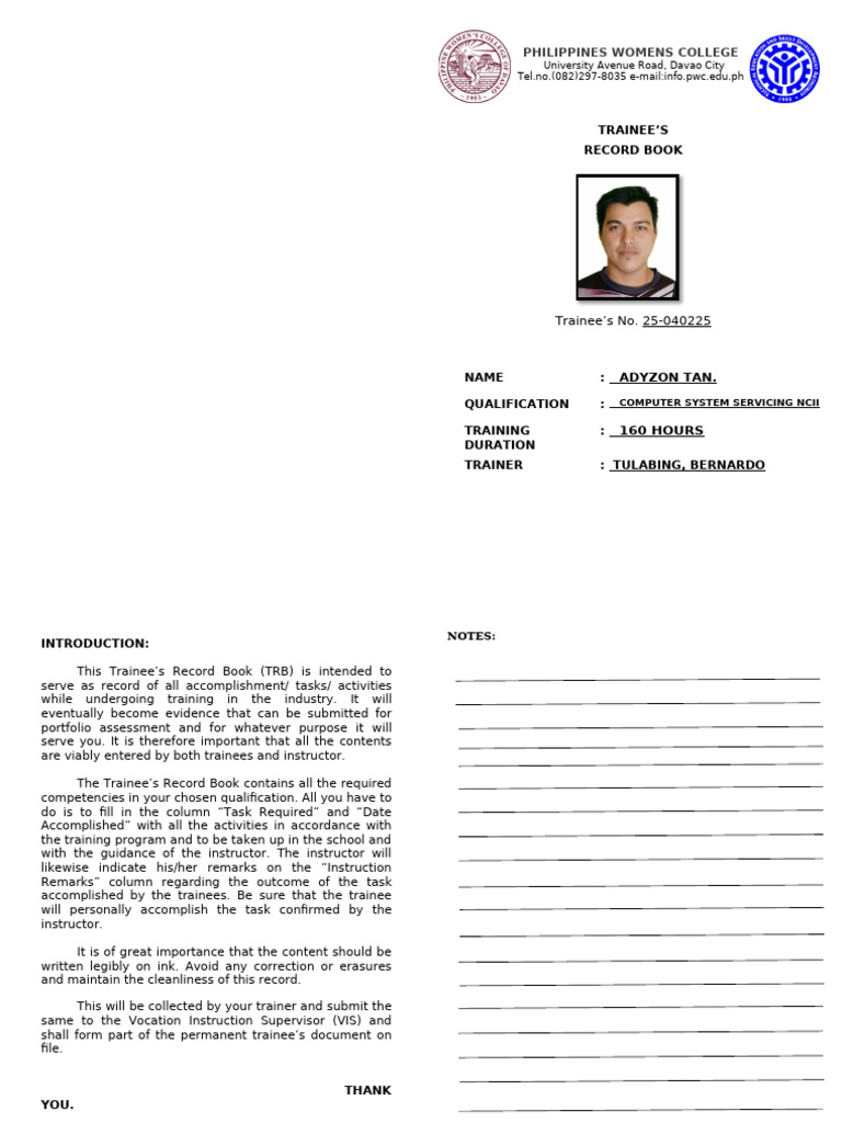 Tulabing Trainees Record Book | PDF | Computer Network | Installation (Computer Programs)