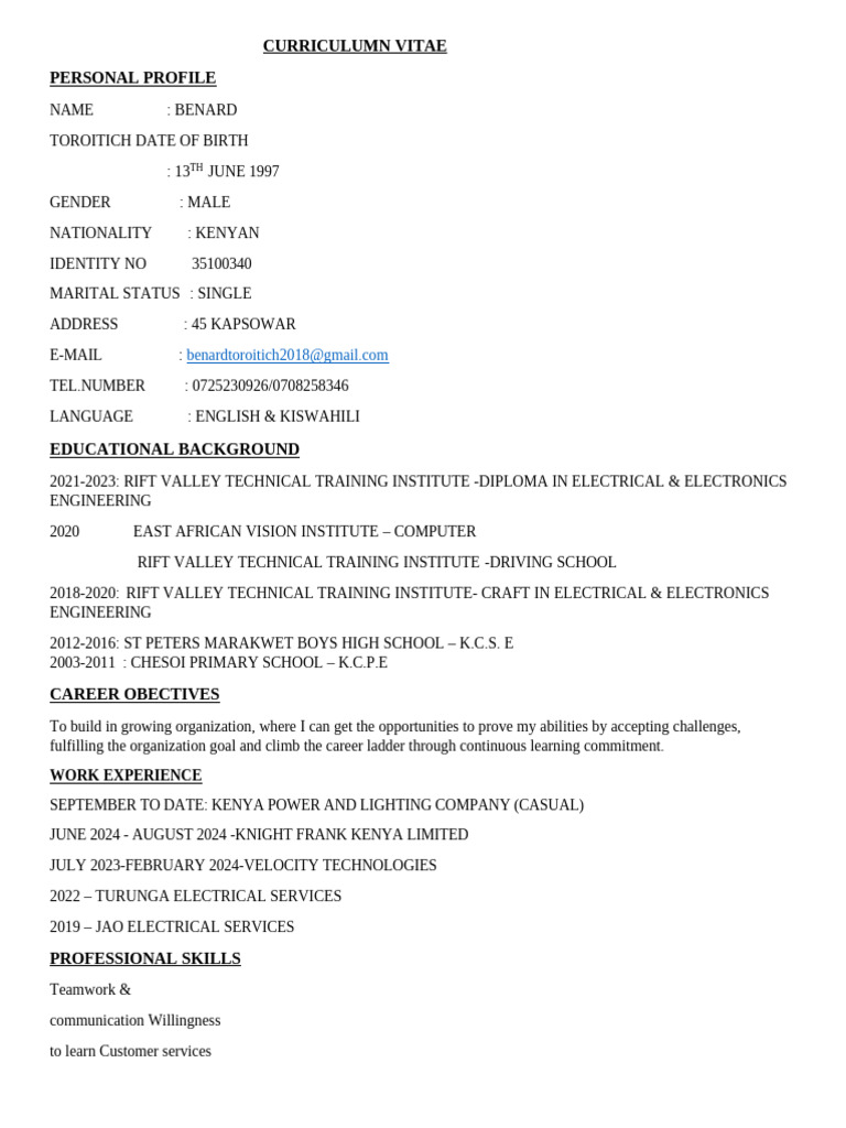 Benardtoroitich Cv-1.Docx UPDATED | PDF