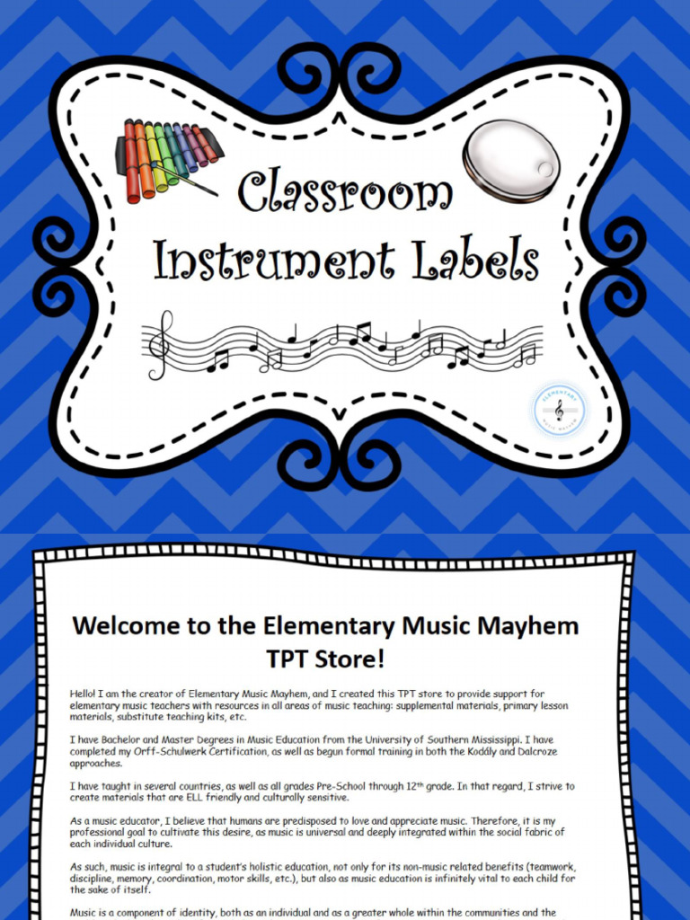 ElementaryMusicClassroomInstrumentsLabelsWordWallFREEBIE-1 | PDF
