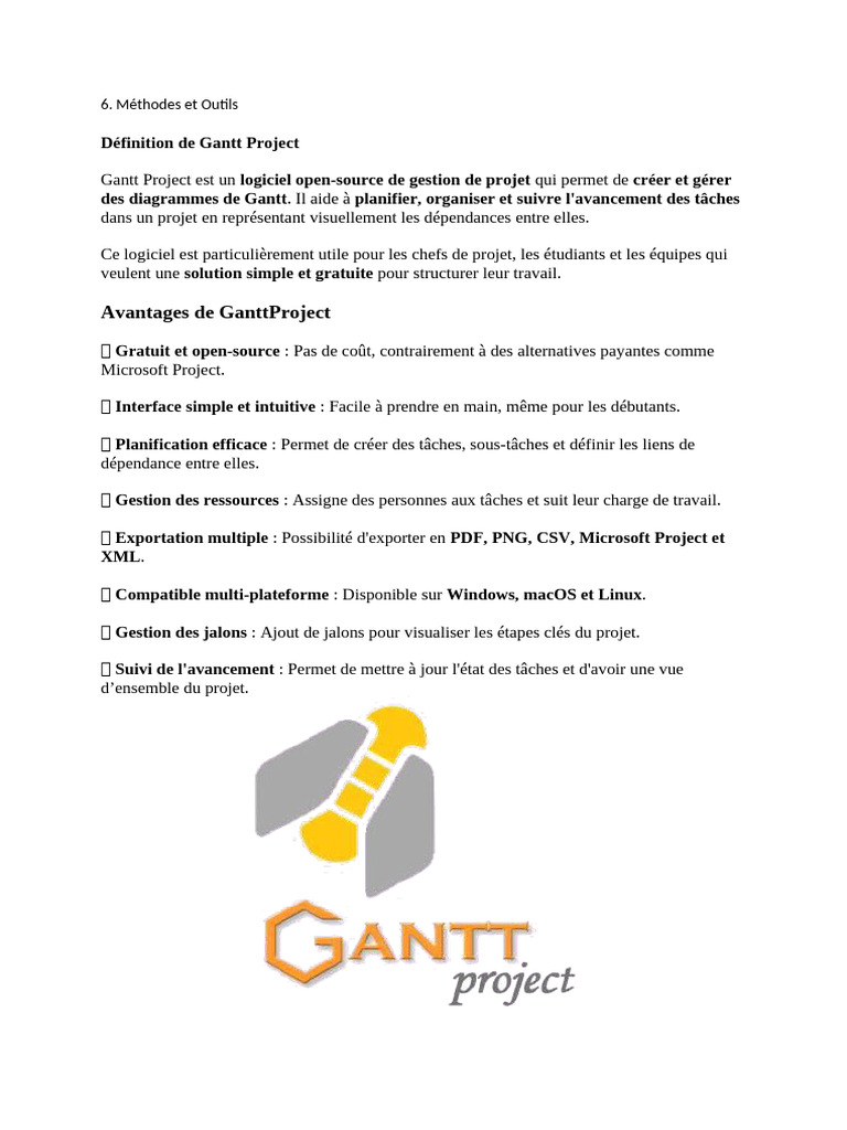 Gantt Project : Outil Open Source Efficace | PDF