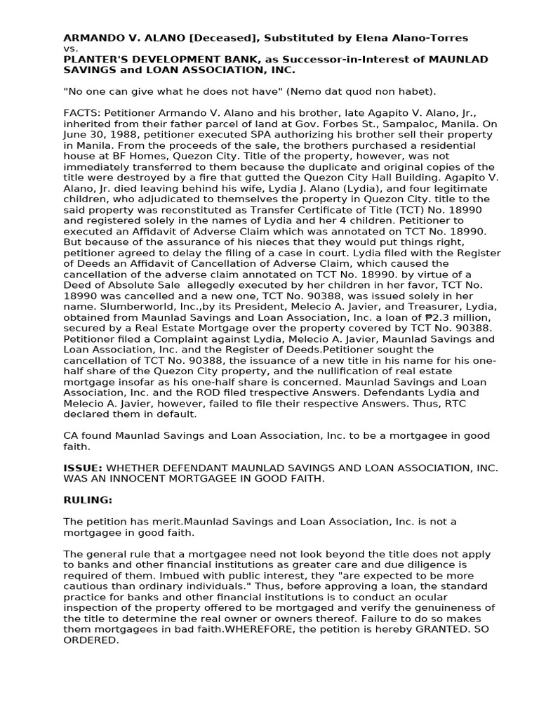 Case Digests Banking Cases | PDF | Mortgage Law | Foreclosure