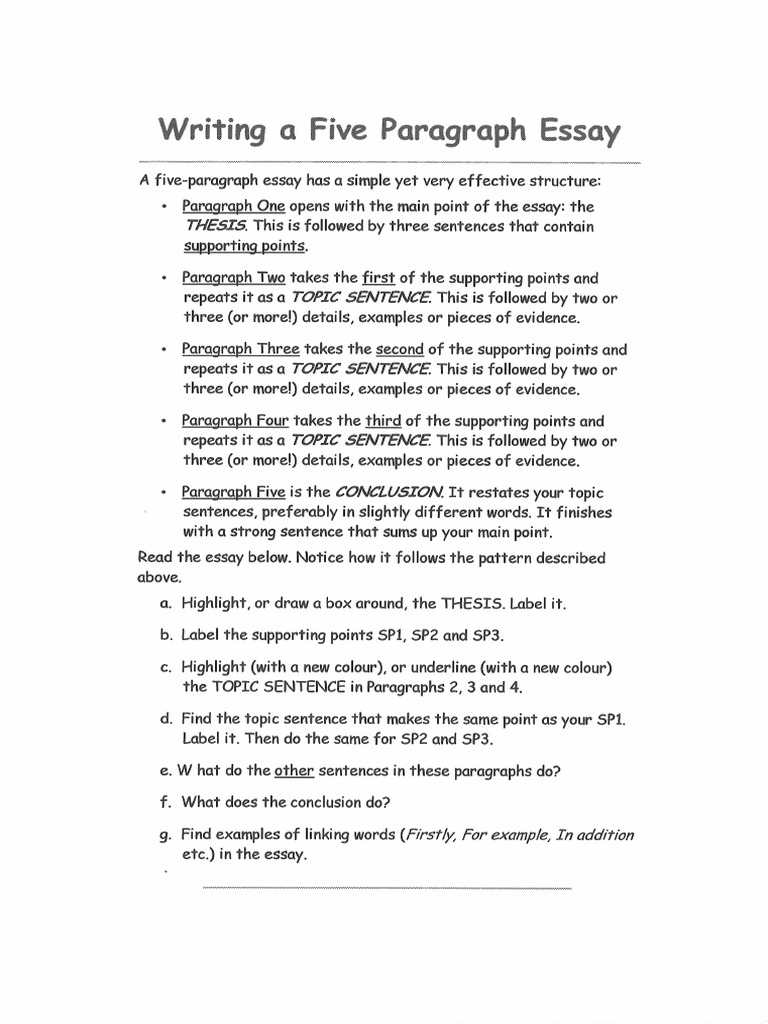 Planning A Five Paragraph Essay | PDF