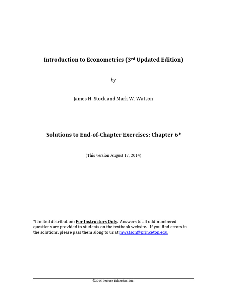 Stock Watson 3U ExerciseSolutions Chapter6 Instructors | PDF | Dependent And Independent ...