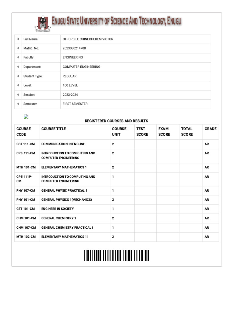 100 Level Computer Engineering Courses | PDF