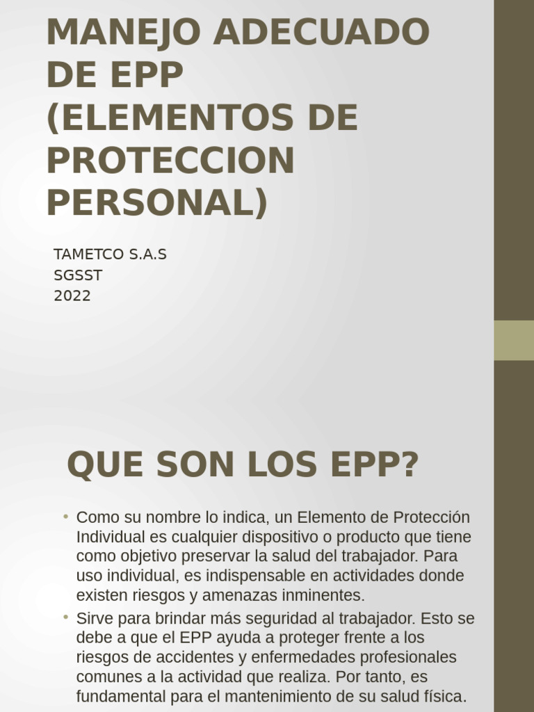 Manejo Adecuado de Epp | PDF
