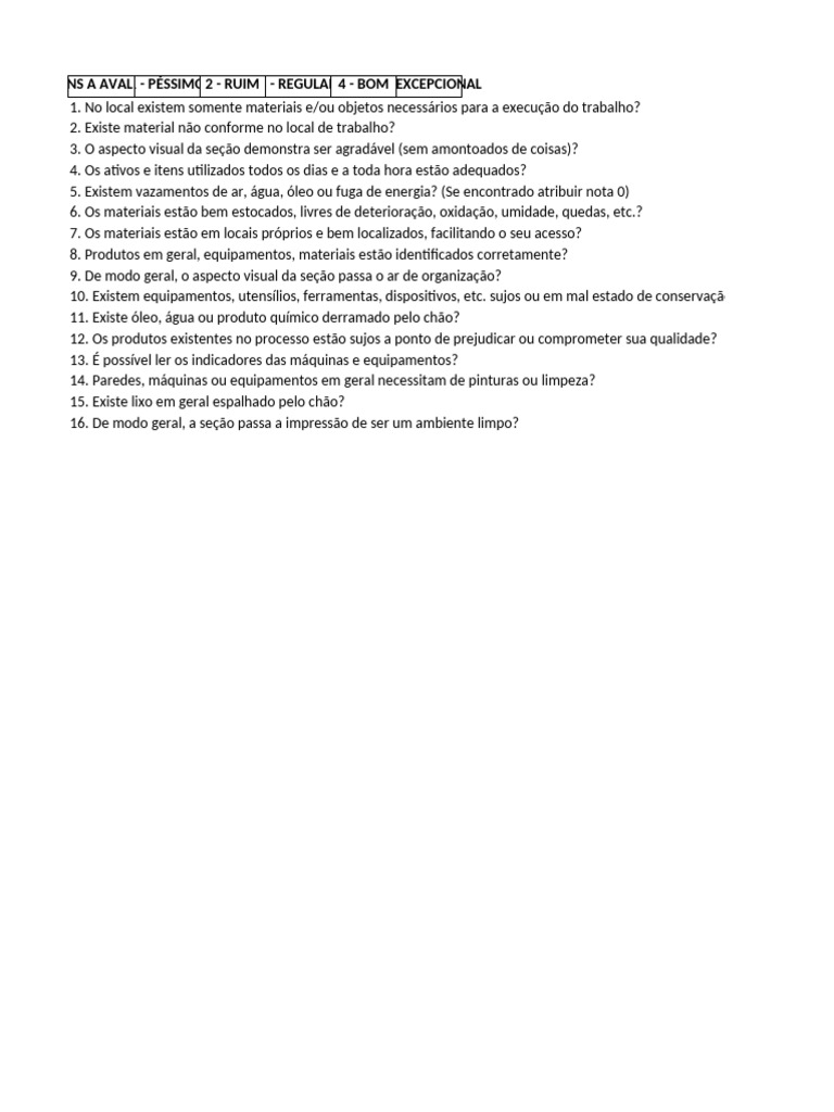 Checklist 5S Administrativo | PDF