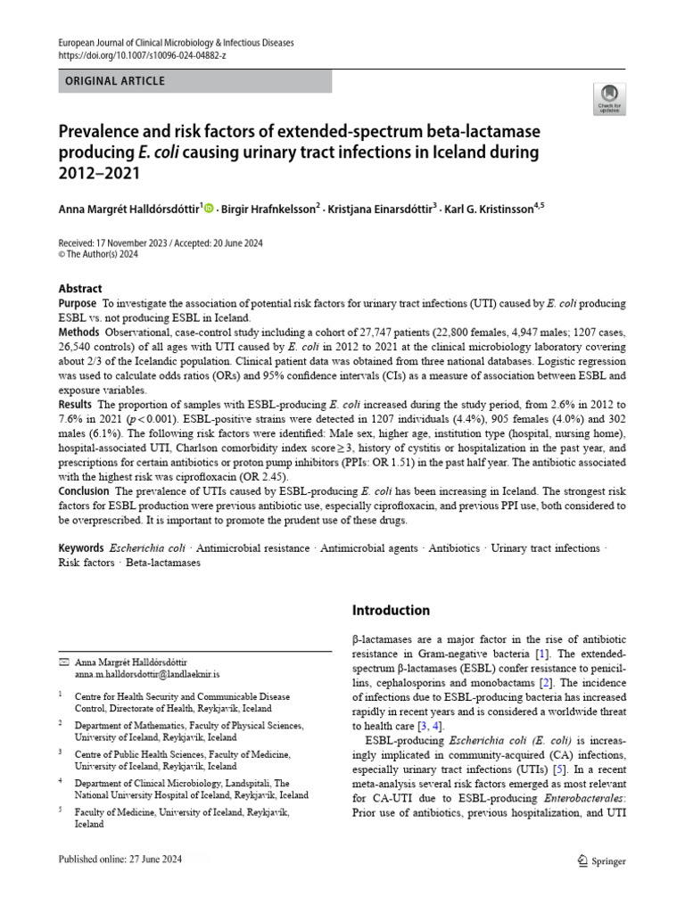 Article 2024 - Prevalence and Risk Factors of Extended-Spectrum Beta ...