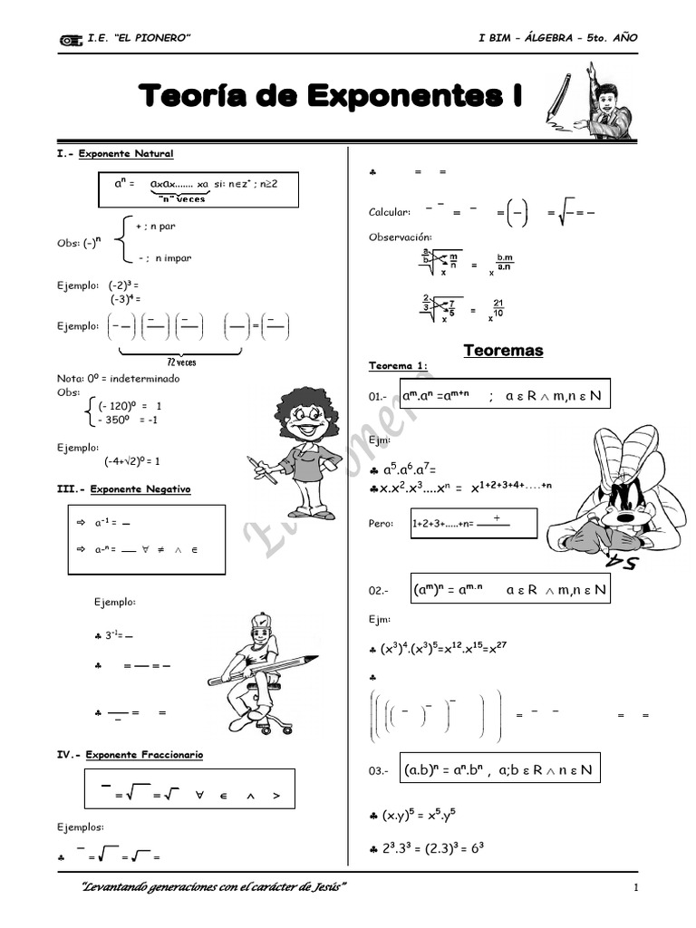 Teoria de Exponentes 5º | PDF