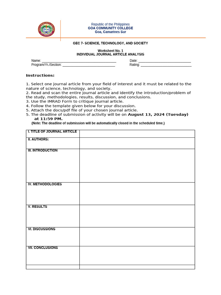 Charmae Bradecina - Gec 7 - Sts Worksheet No. 1 | PDF