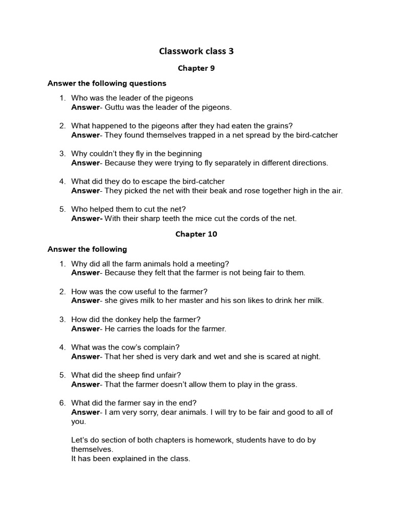 Classwork Class 3 Term 2 | PDF