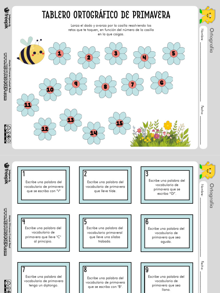 Tablero Ortografico Primavera | PDF | Lingüística | Fonética