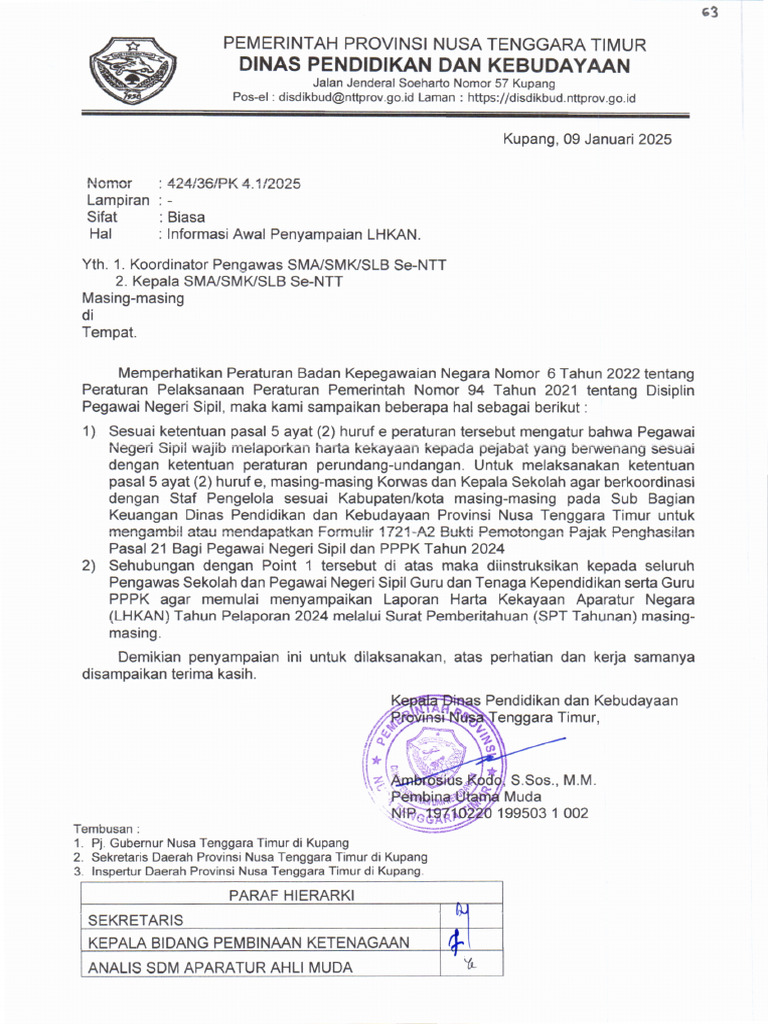 09 Januari SURAT PENYAMPAIAN LHKAN | PDF