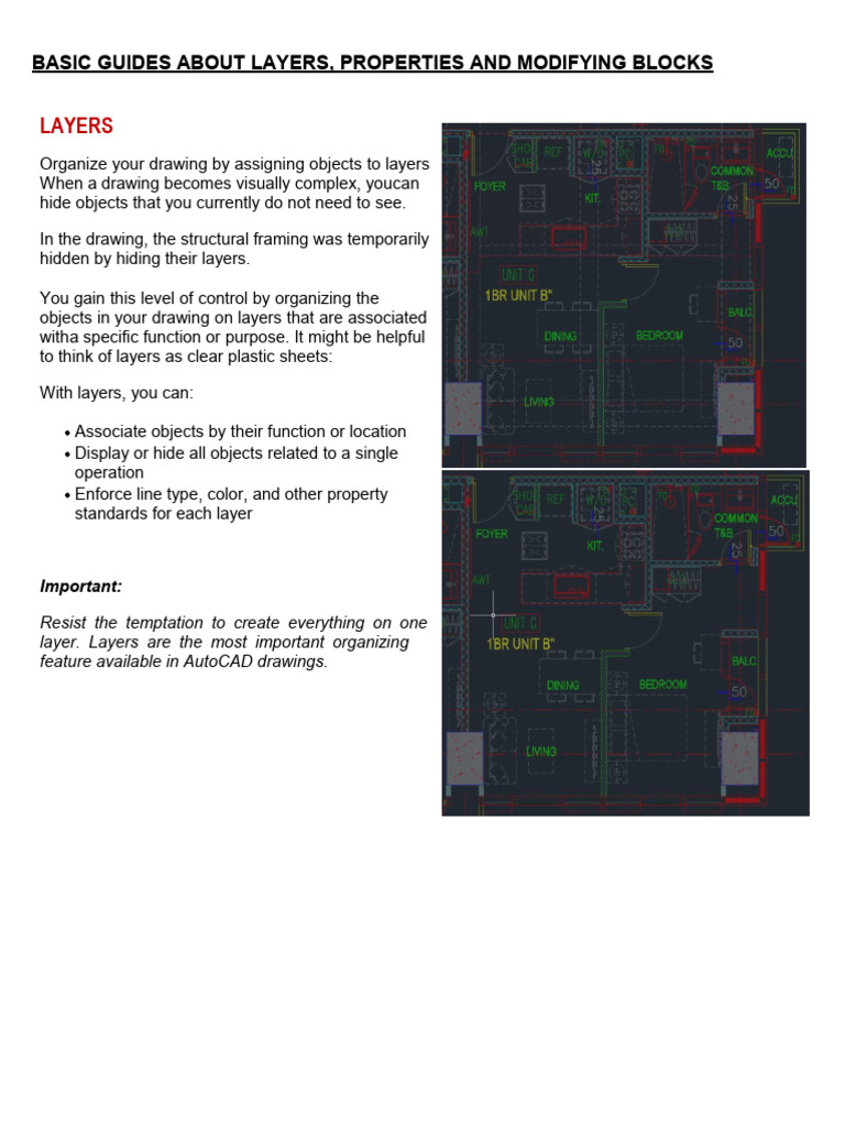 AUTOCAD GUIDE To Layers Properties Modifying and Blocks | PDF | Computer File | Building ...