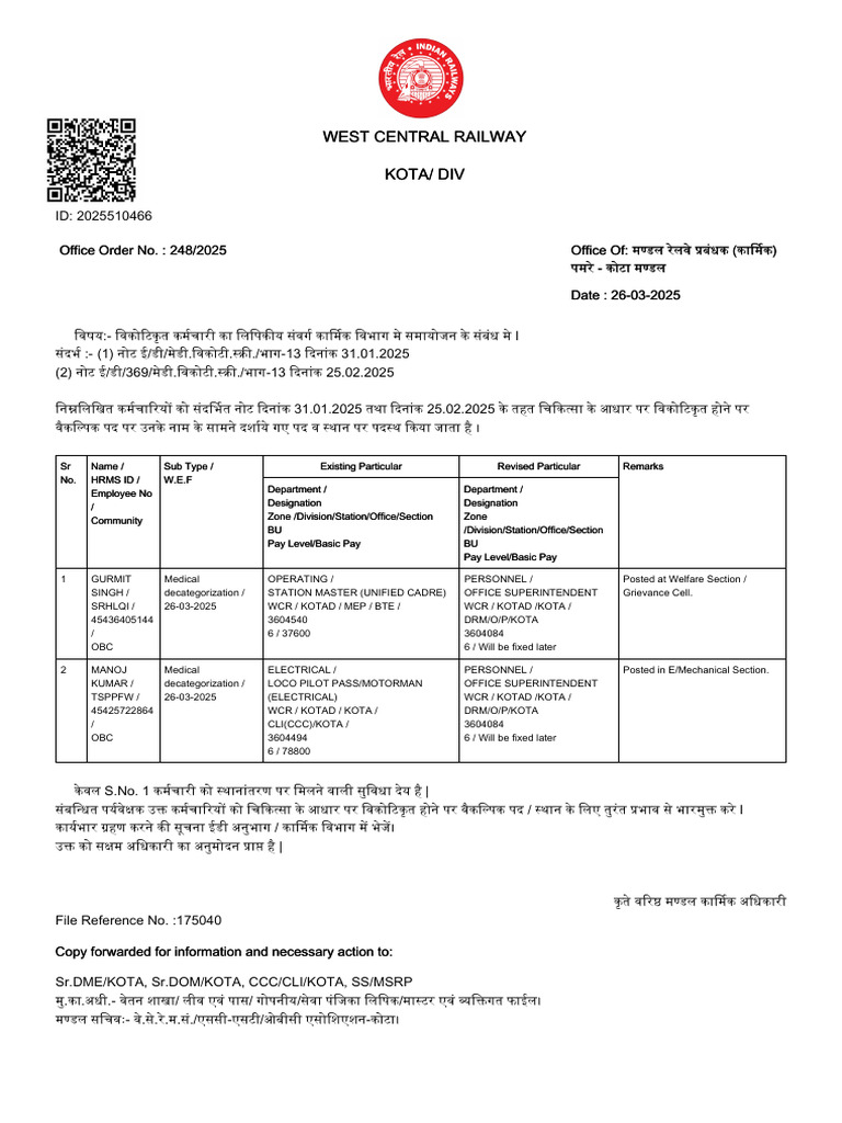 Personnal Dept Posting Order | PDF
