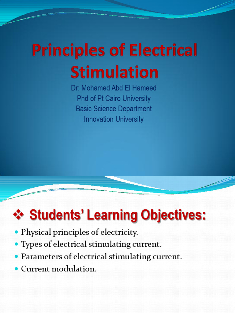 L5 Principles of Electrical Stimulation | PDF | Electric Current | Ion
