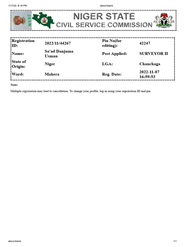 Surveyor II Registration Details | PDF