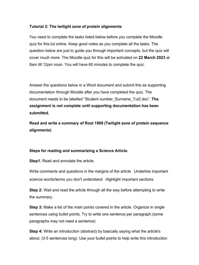 Gene320 Tut2 Assignment 2023 | PDF