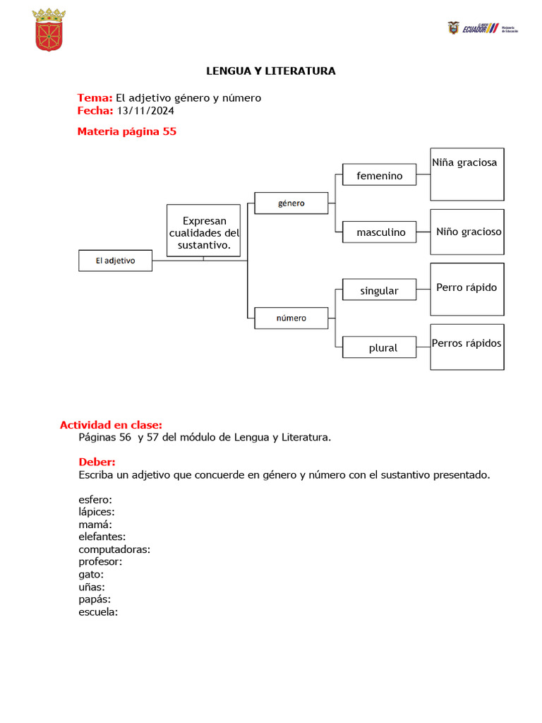 El adjetivo género y número | PDF