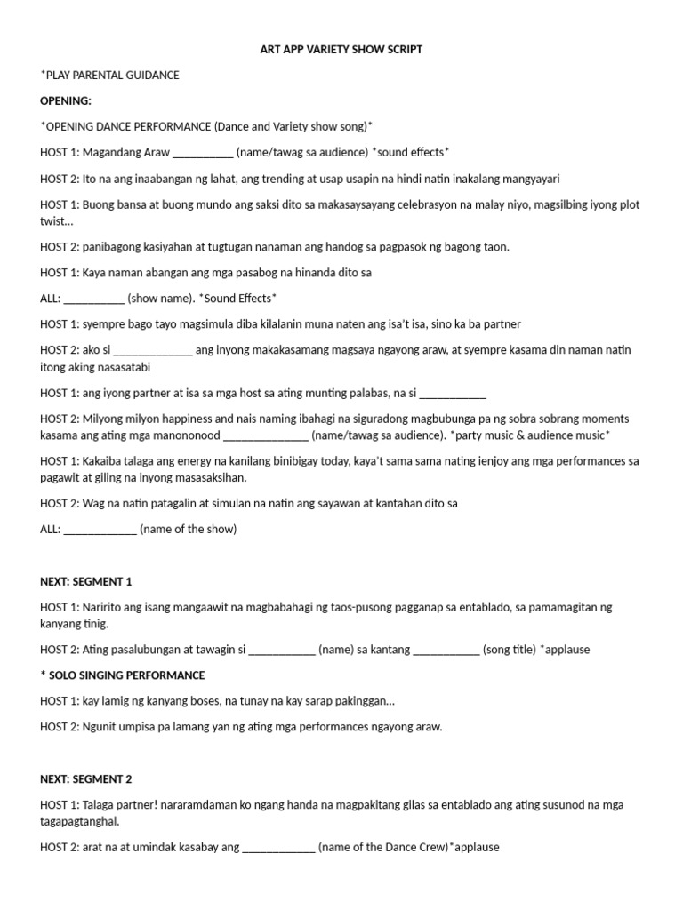 ART-APP-VARIETY-SHOW-SCRIPT | PDF