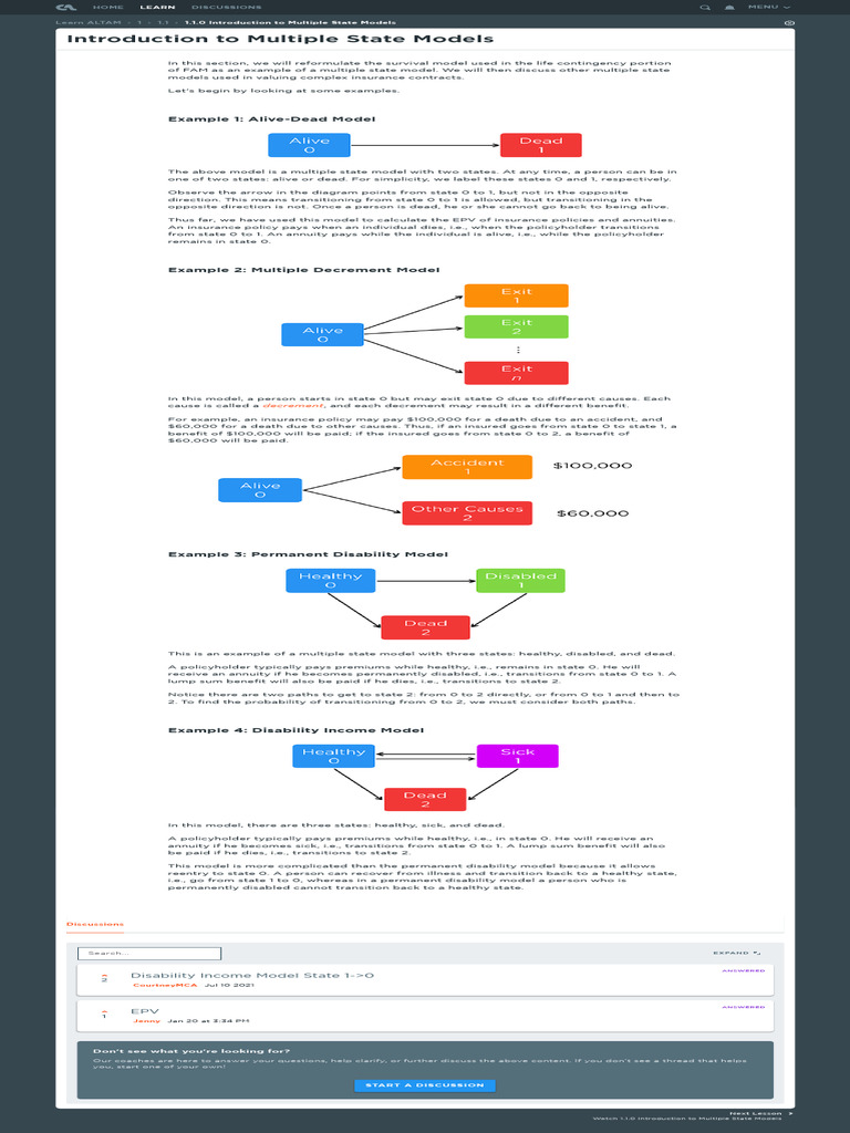Life Insurance Multistate Model | PDF | Matrix (Mathematics) | Markov Chain