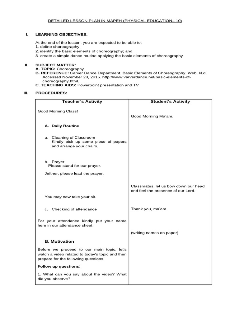 GRADE 10 - CHOREOGRAPHY | PDF | Choreography | Dances