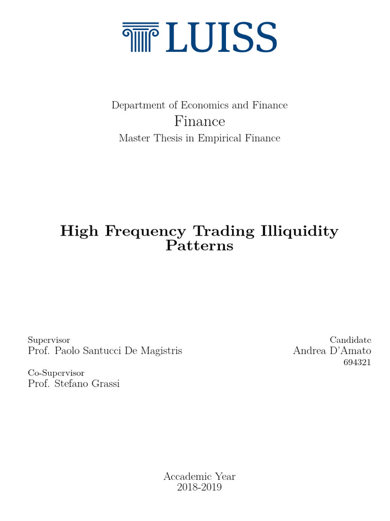 High Frequency Trading Illiquidity Patterns | PDF | Market Liquidity ...