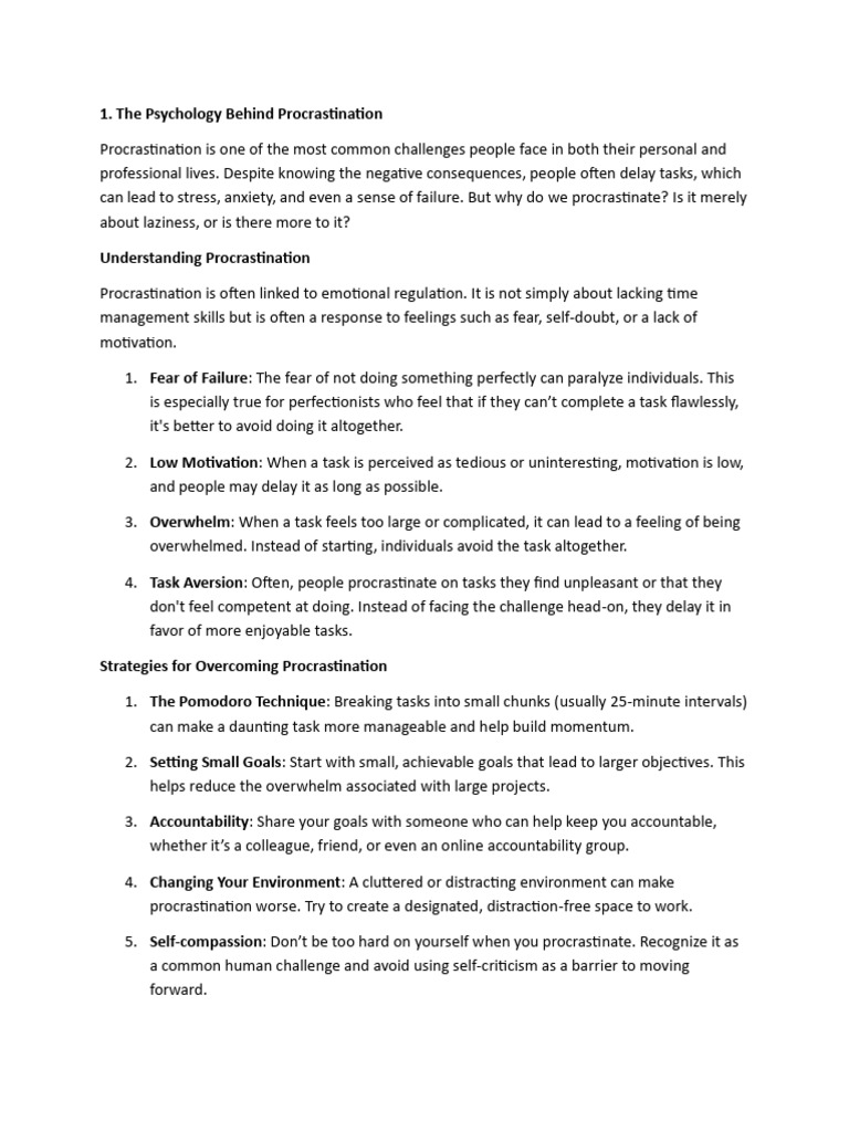 The Psychology Behind Procrastination | PDF