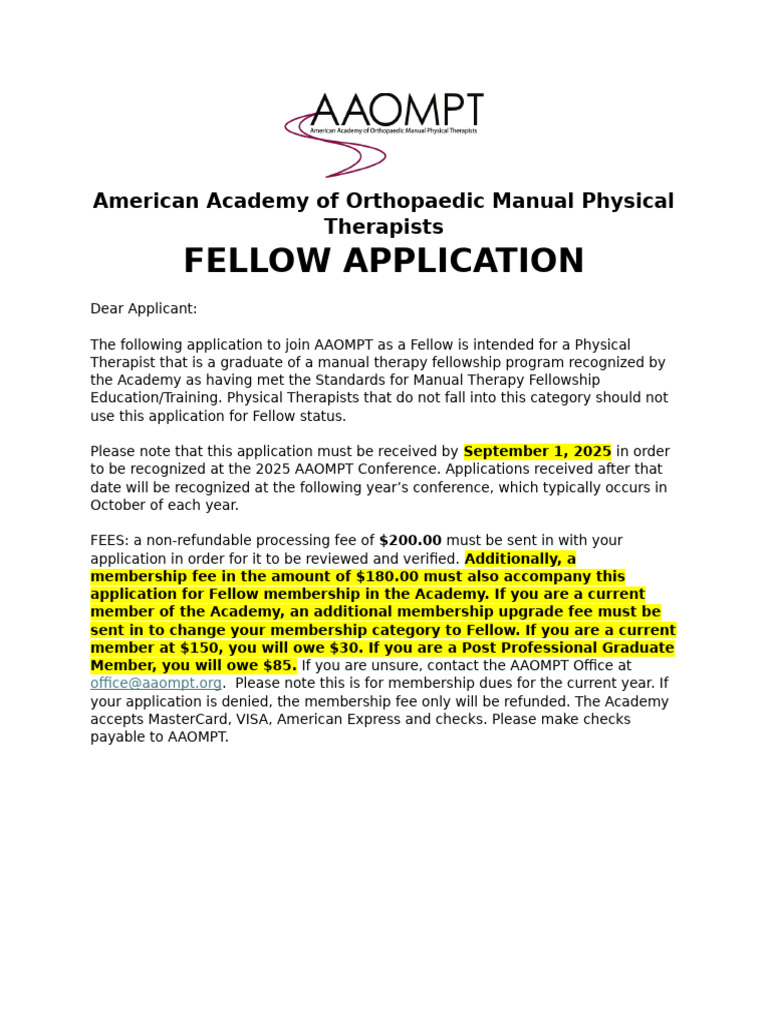 AAOMPT Fellow Application Process | PDF | Notary Public